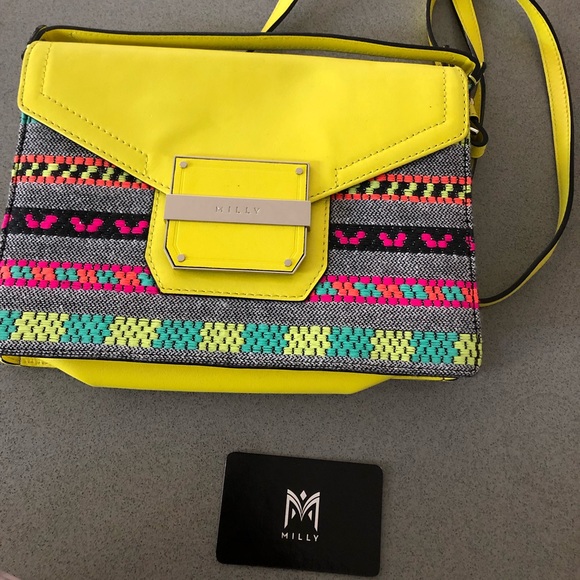Milly | Bags | Milly Rich Neon Jacquard Crossbody Bag | Poshmark